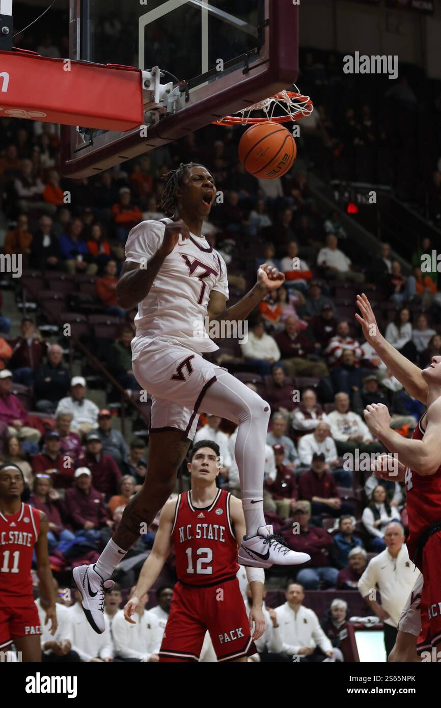Blacksburg, VA, USA. 15th Jan, 2025. Virginia Tech Hokies forward Tobi ...