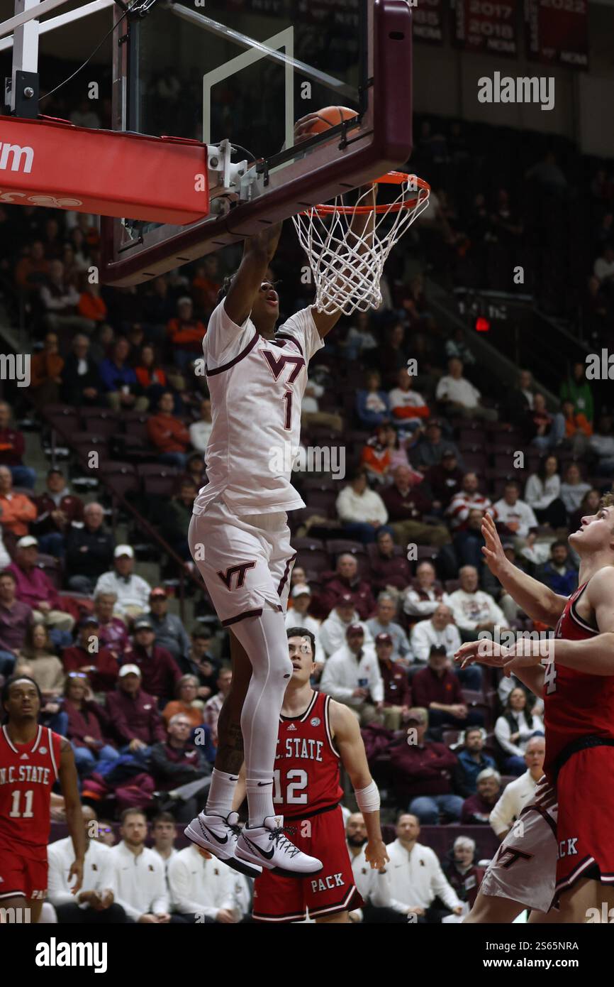 Blacksburg, VA, USA. 15th Jan, 2025. Virginia Tech Hokies forward Tobi ...