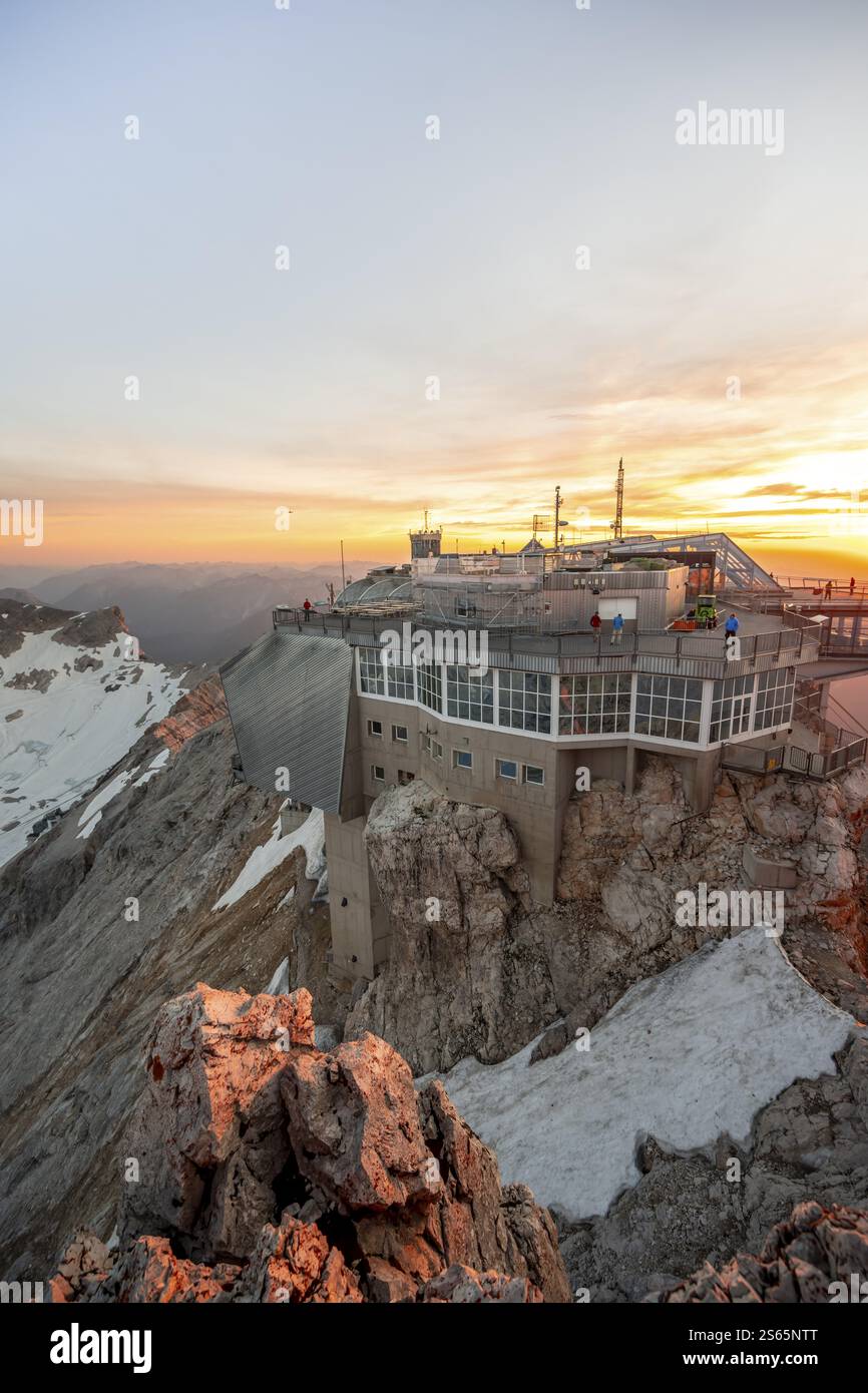 Modern mountain station of the Bavarian Zugspitze railway at the summit ...