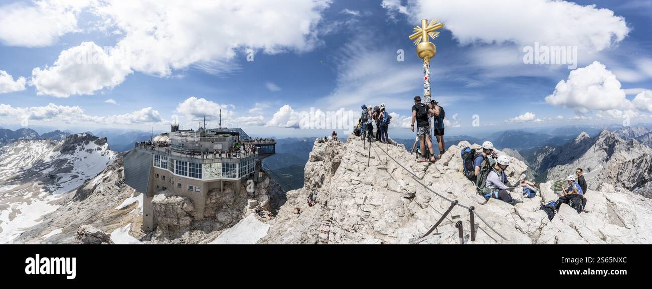 Panorama, view of the Zugspitzplatt, tourist summit of the Zugspitze ...