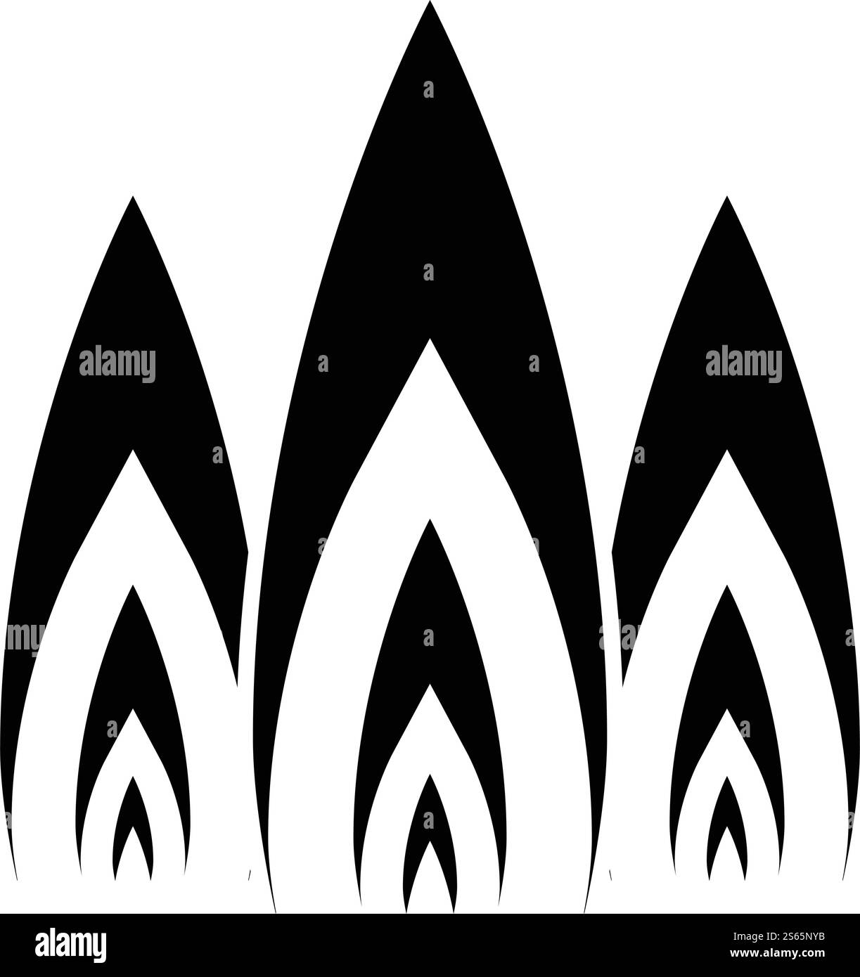 Three flame fire Burn bonfire 3 tongues icon black color vector ...