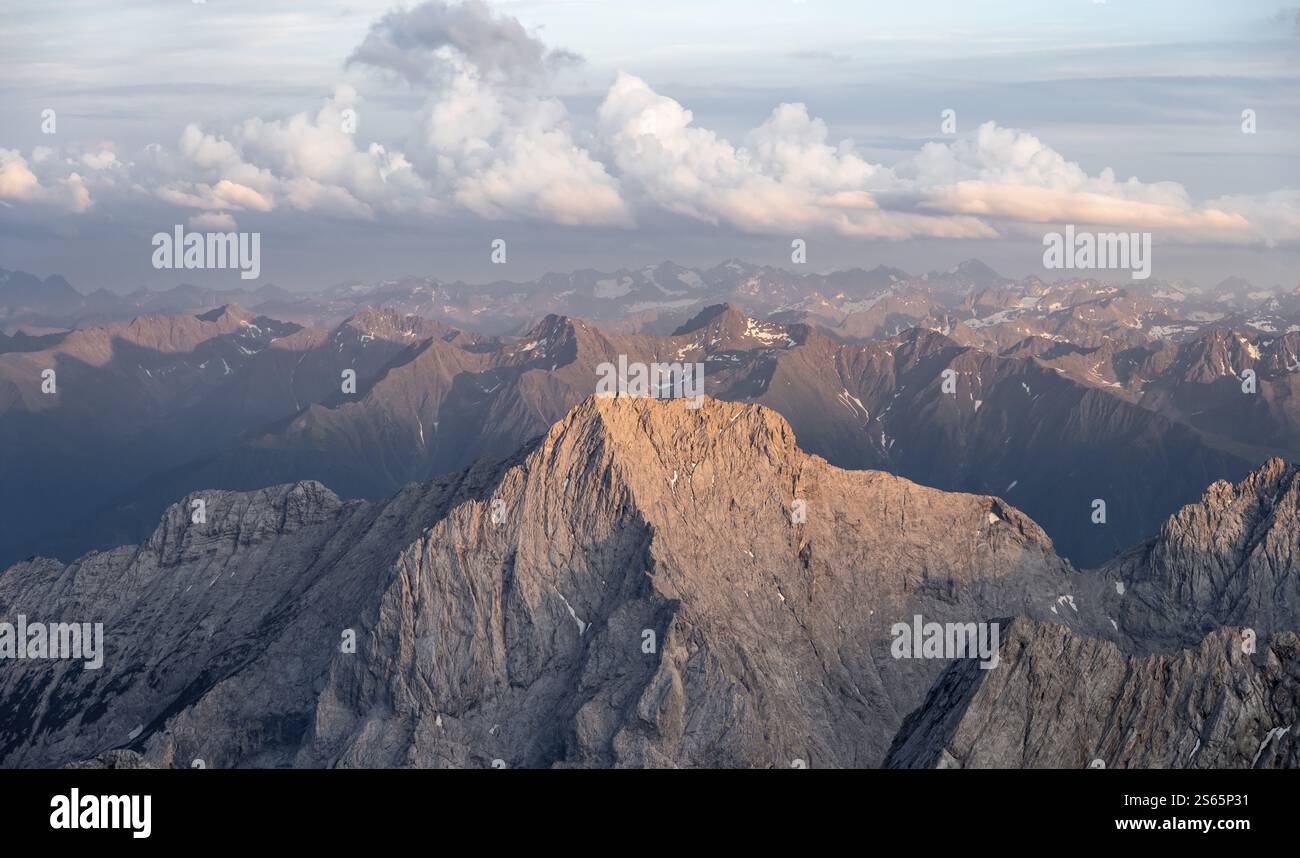 Summit of the Hochwand at sunset, Impressive rocky mountain landscape ...