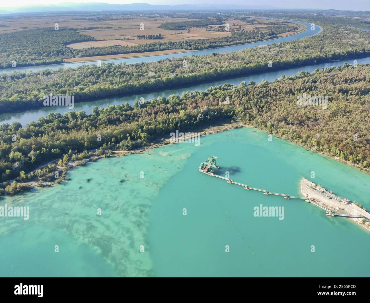 An image of a flight over borrow pit Hartheim Germany Stock Photo - Alamy