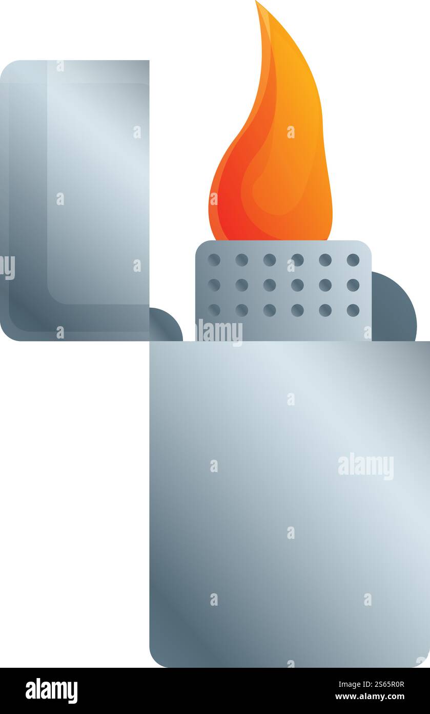 Steel lighter icon. Cartoon of steel lighter vector icon for web design ...