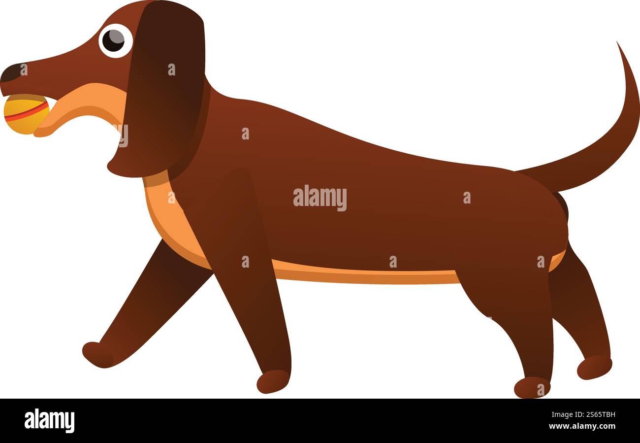 Happy dachshund icon. Cartoon of happy dachshund vector icon for web design isolated on white ...