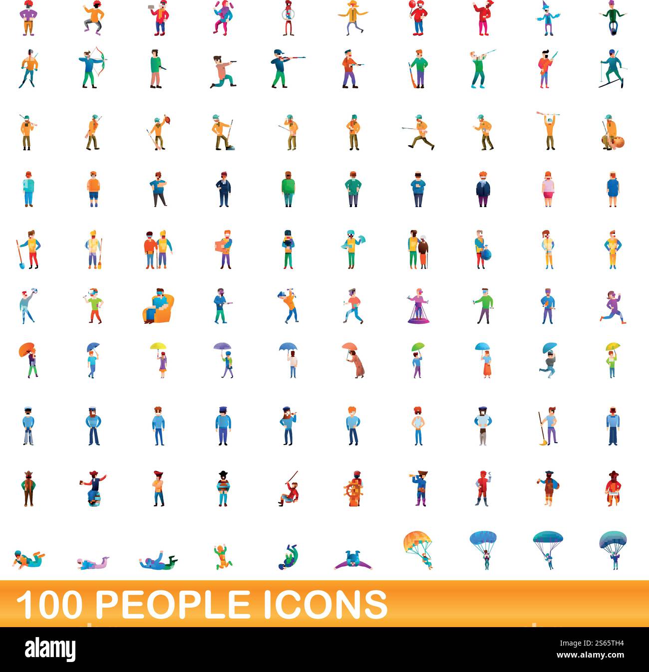 100 people icons set. Cartoon illustration of 100 people icons vector ...