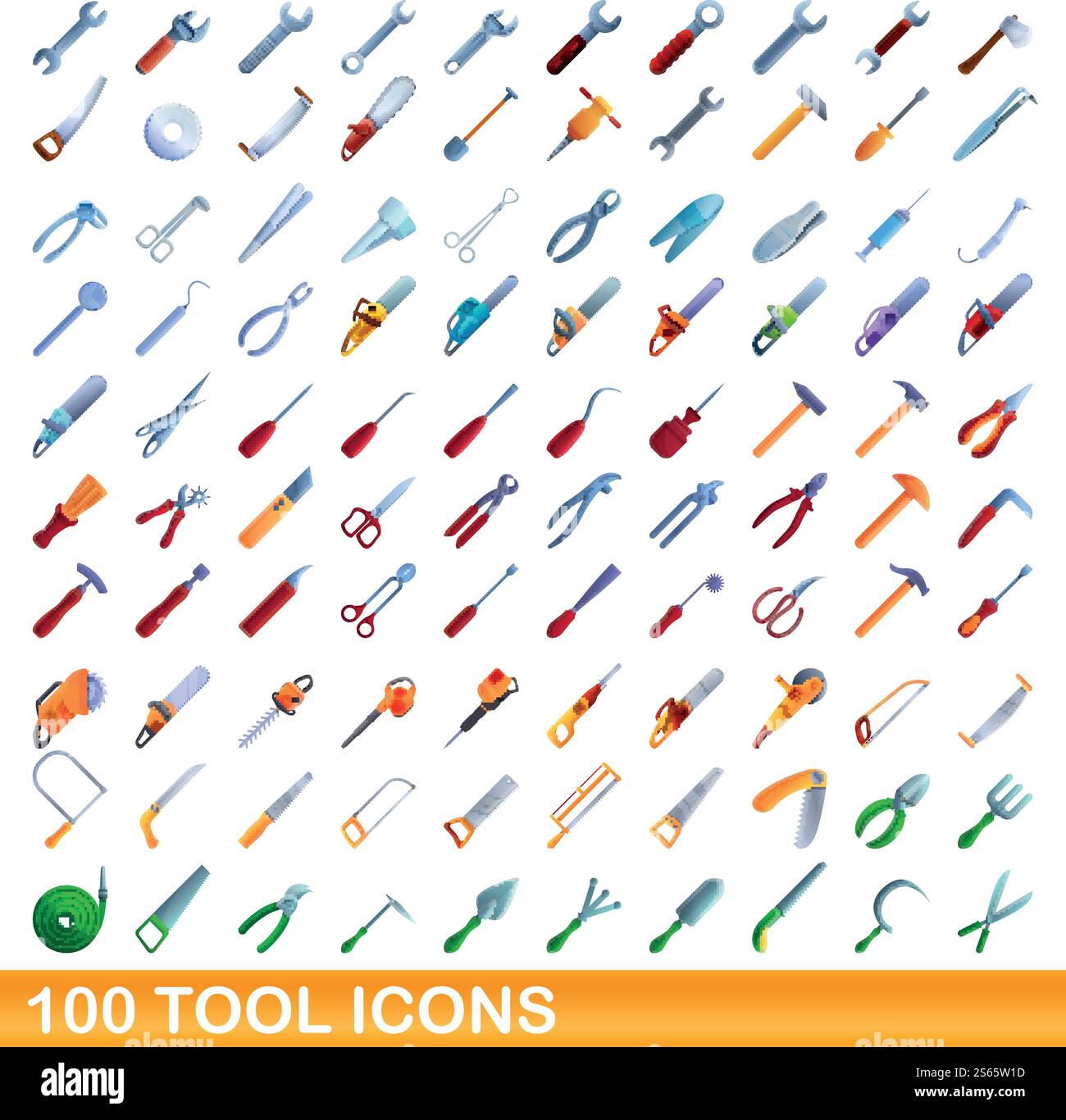 100 tool icons set. Cartoon illustration of 100 tool icons vector set ...