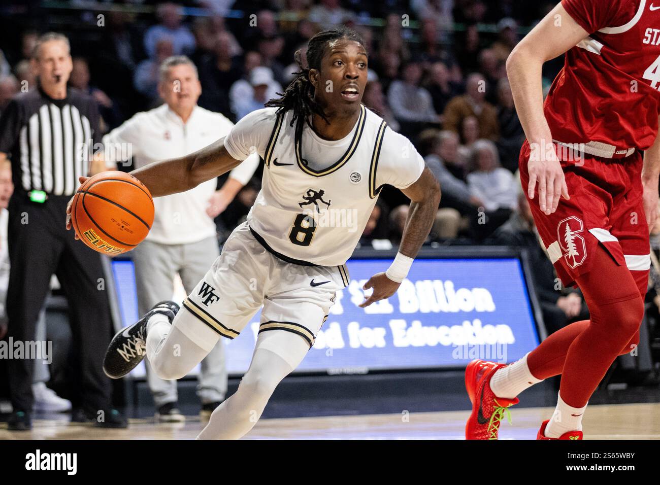 January 15, 2025: Wake Forest guard Ty-Laur Johnson (8) drives with the ...