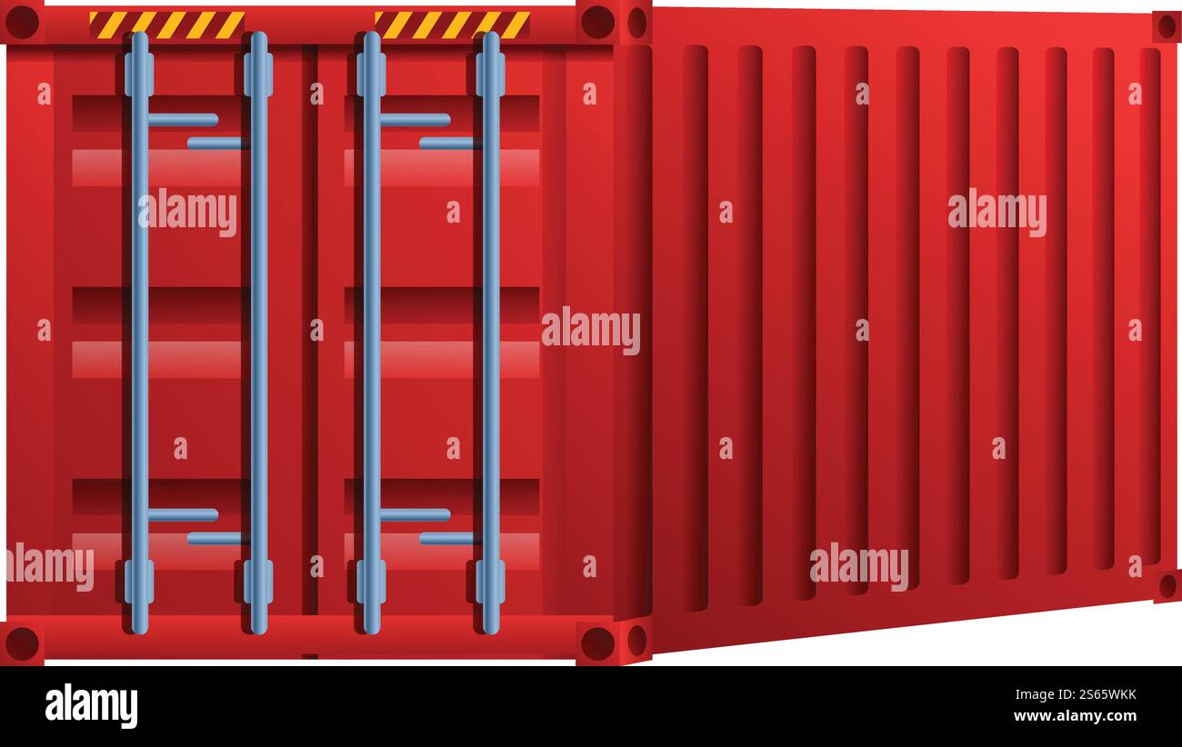 Red cargo container icon. Cartoon of red cargo container vector icon ...