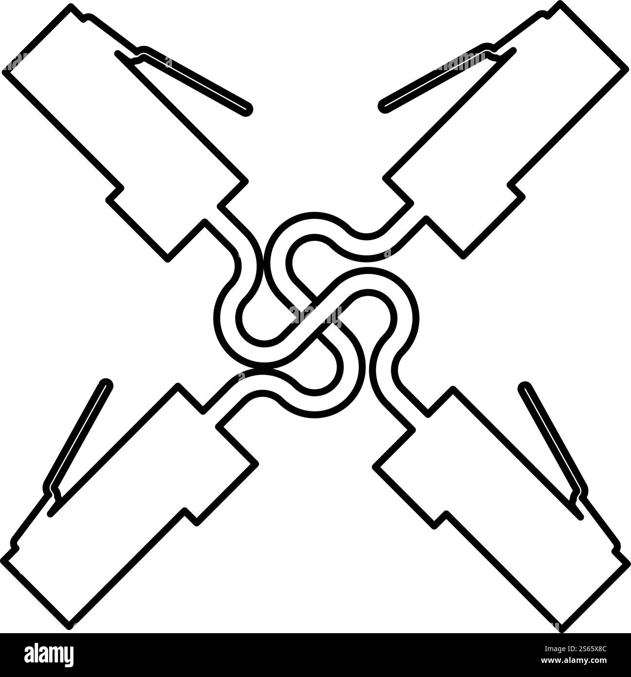 Four connector rj 45 cabel ethernet technology icon outline black color ...