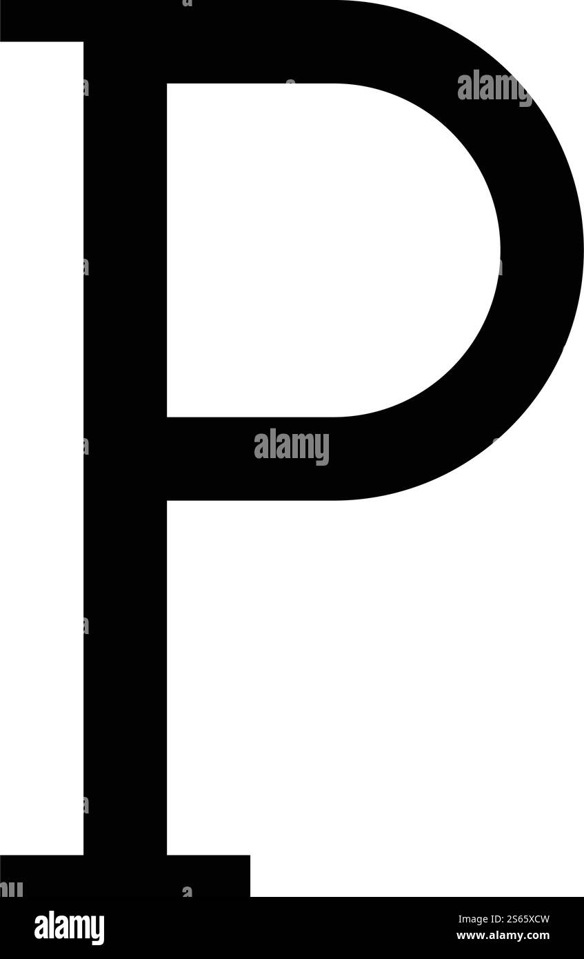 Rho greek symbol capital letter uppercase font icon black color vector ...