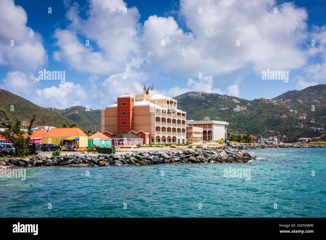 Tortola, BVI - March 21, 2018: Cell Tower atop an apartment building in ...