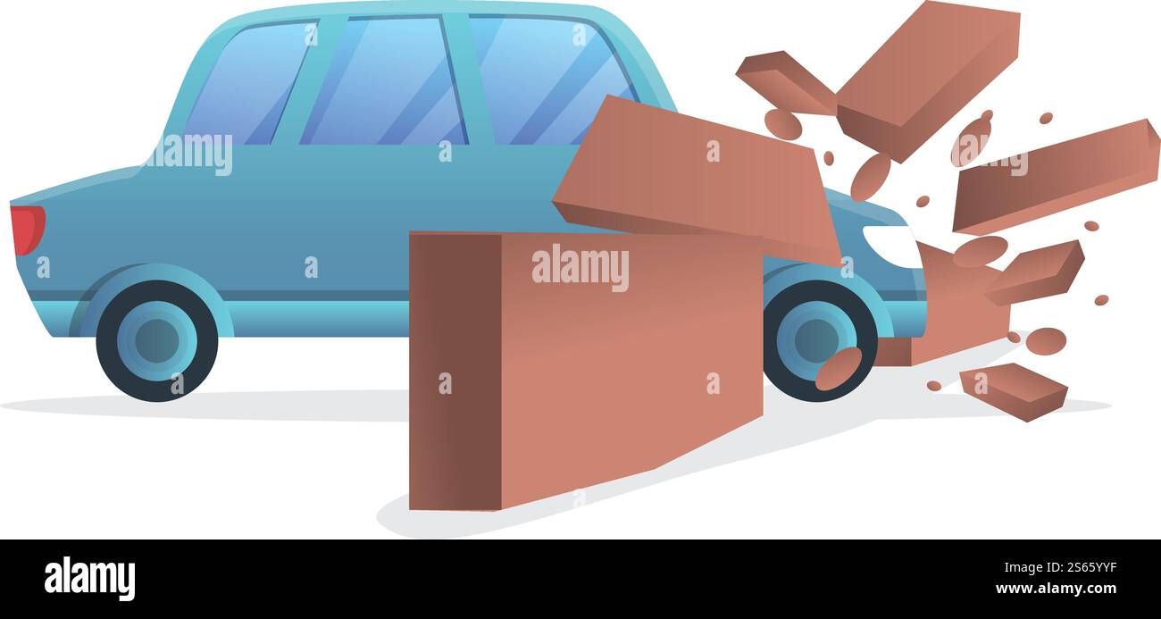 Car wall accident icon. Cartoon of car wall accident vector icon for ...