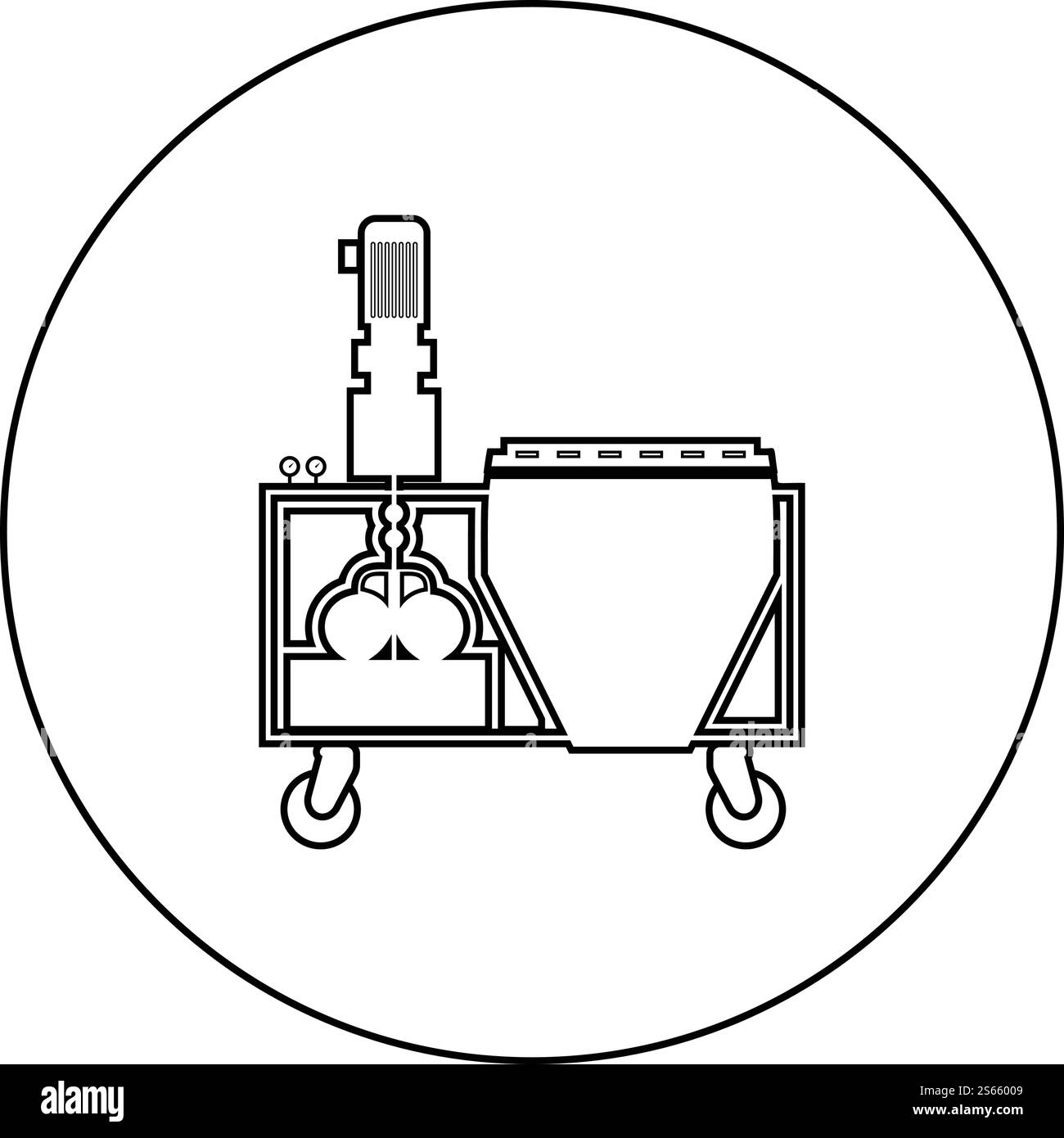 Plaster station Wall decoration machine Solution mixing icon in circle ...