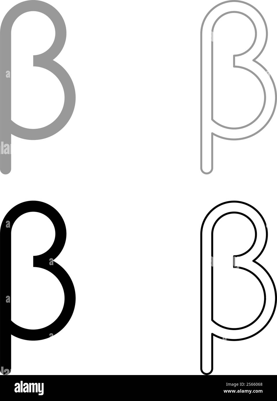 Beta greek symbol small letter lowercase font icon outline set black ...