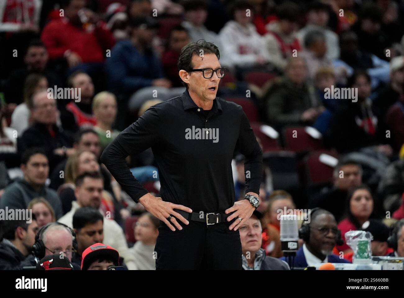 Atlanta Hawks head coach Quin Snyder stands on the sideline during the ...