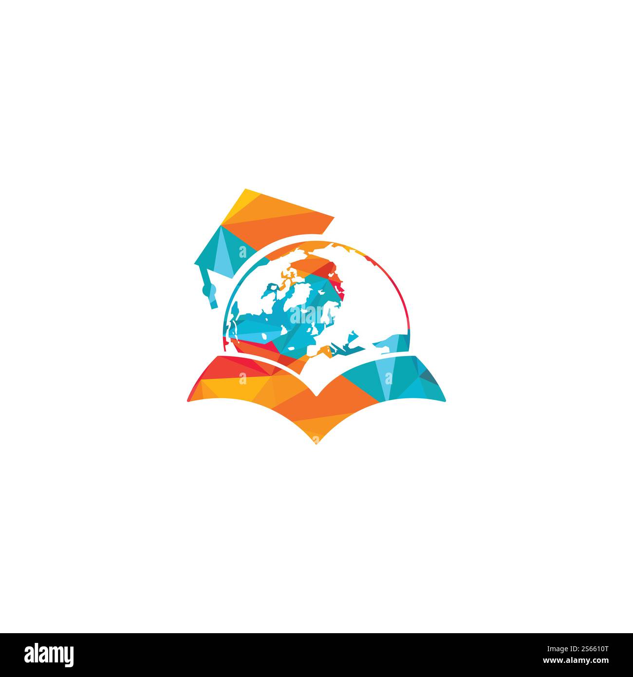Study abroad vector logo design. Graduation cap, globe and book icon ...