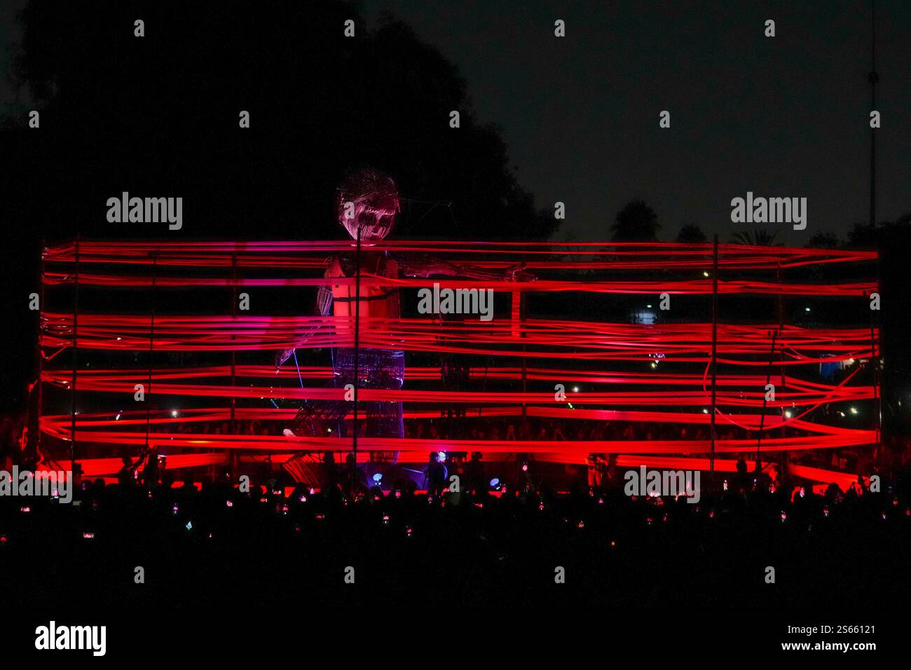 Mo, a giant puppet representing a boy who leaves his home war-torn ...