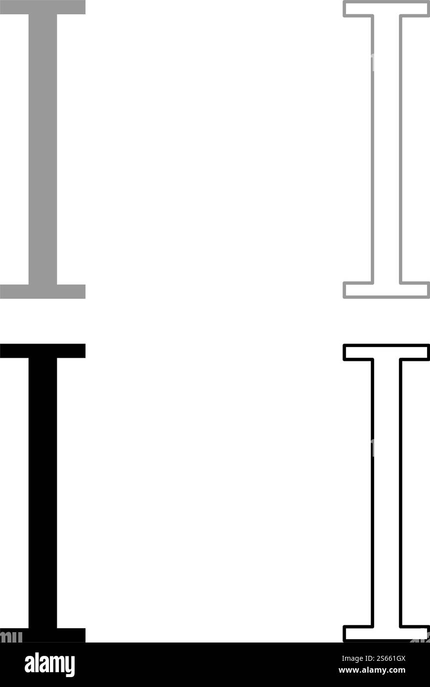 Iota greek symbol capital letter uppercase font icon outline set black ...