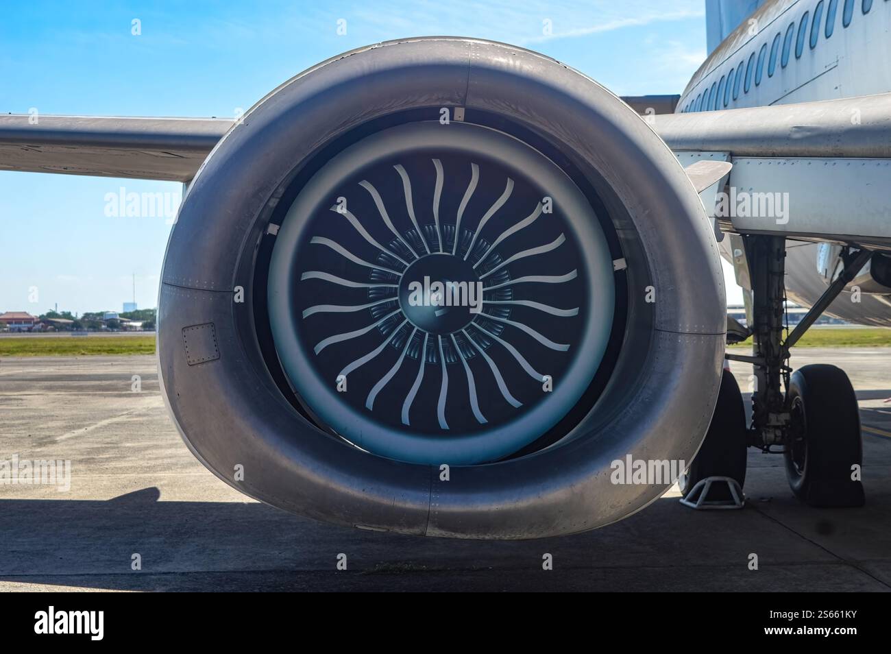 an engine part of the boeing b737 aircraft owned by Merpati Airline ...