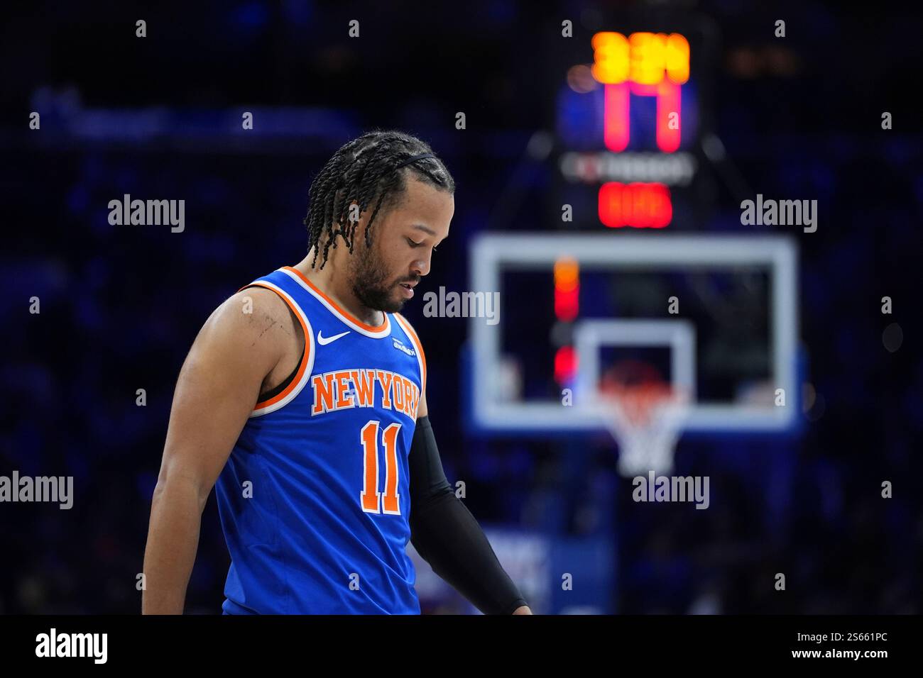 New York Knicks' Jalen Brunson plays during an NBA basketball game ...
