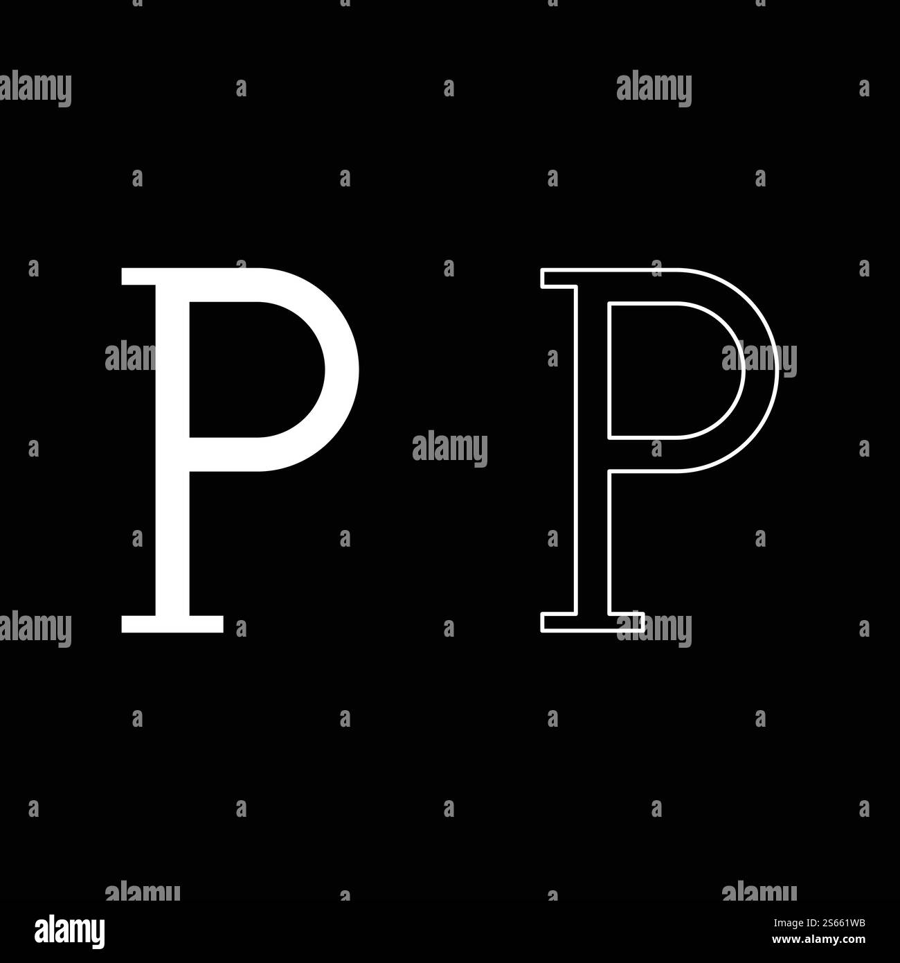 Rho greek symbol capital letter uppercase font icon outline set white ...