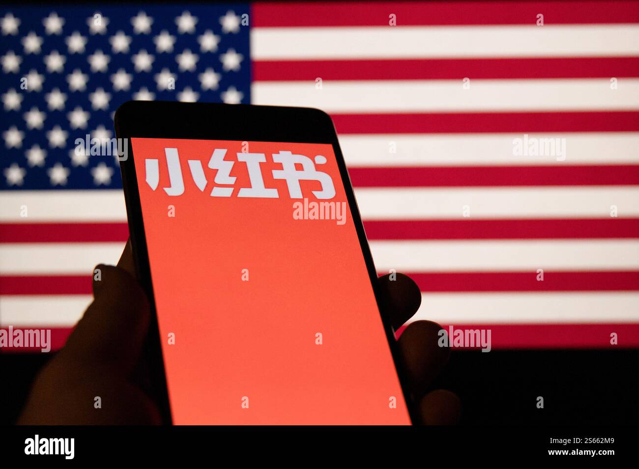 Denmark. 16th Jan, 2025. In this photo illustration, the RedNote logo ...