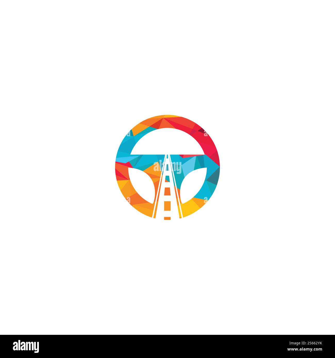 Driving school logo design. Steering wheel and road icon Stock Vector ...