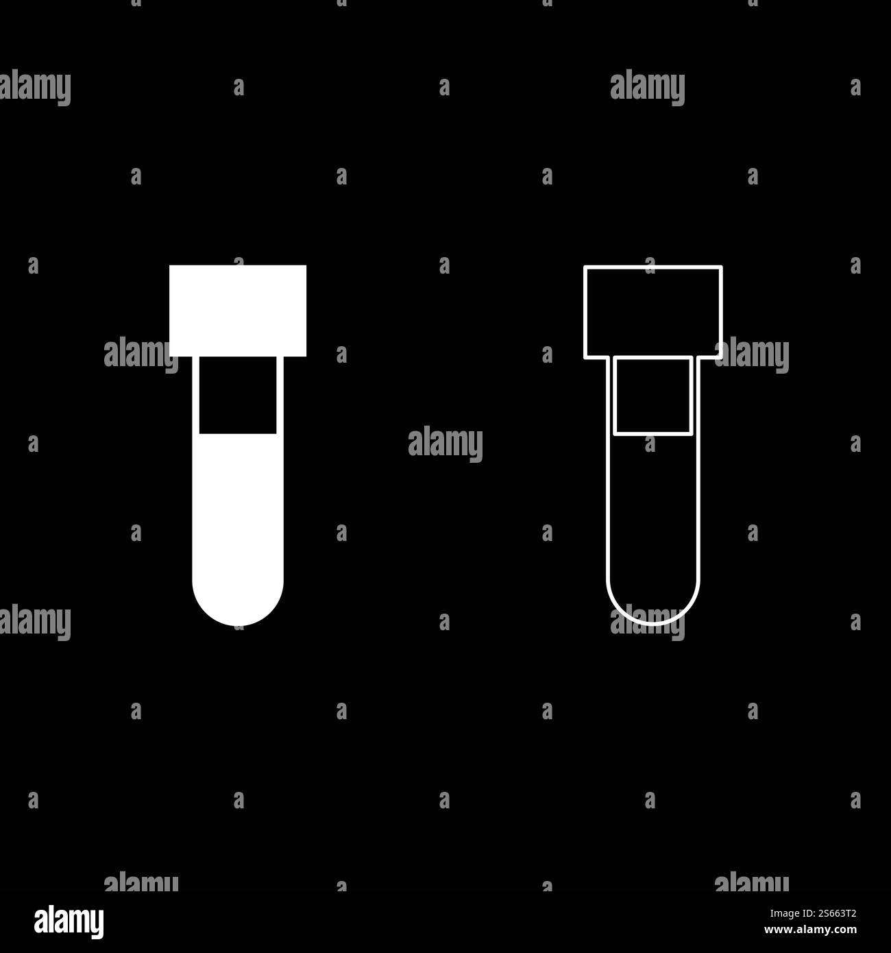 Test tube with blood Medical vial icon outline set white color vector ...