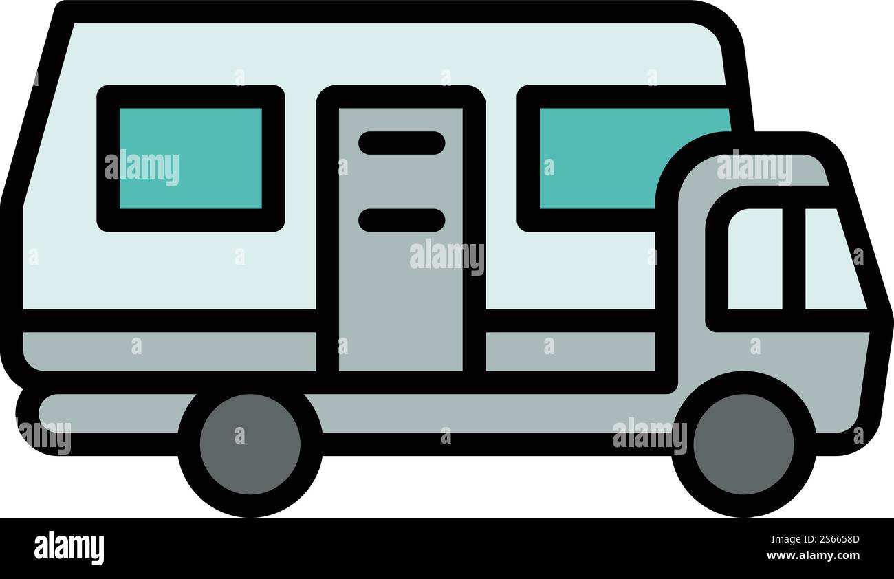 Motorhome bus icon. Outline motorhome bus vector icon for web design ...