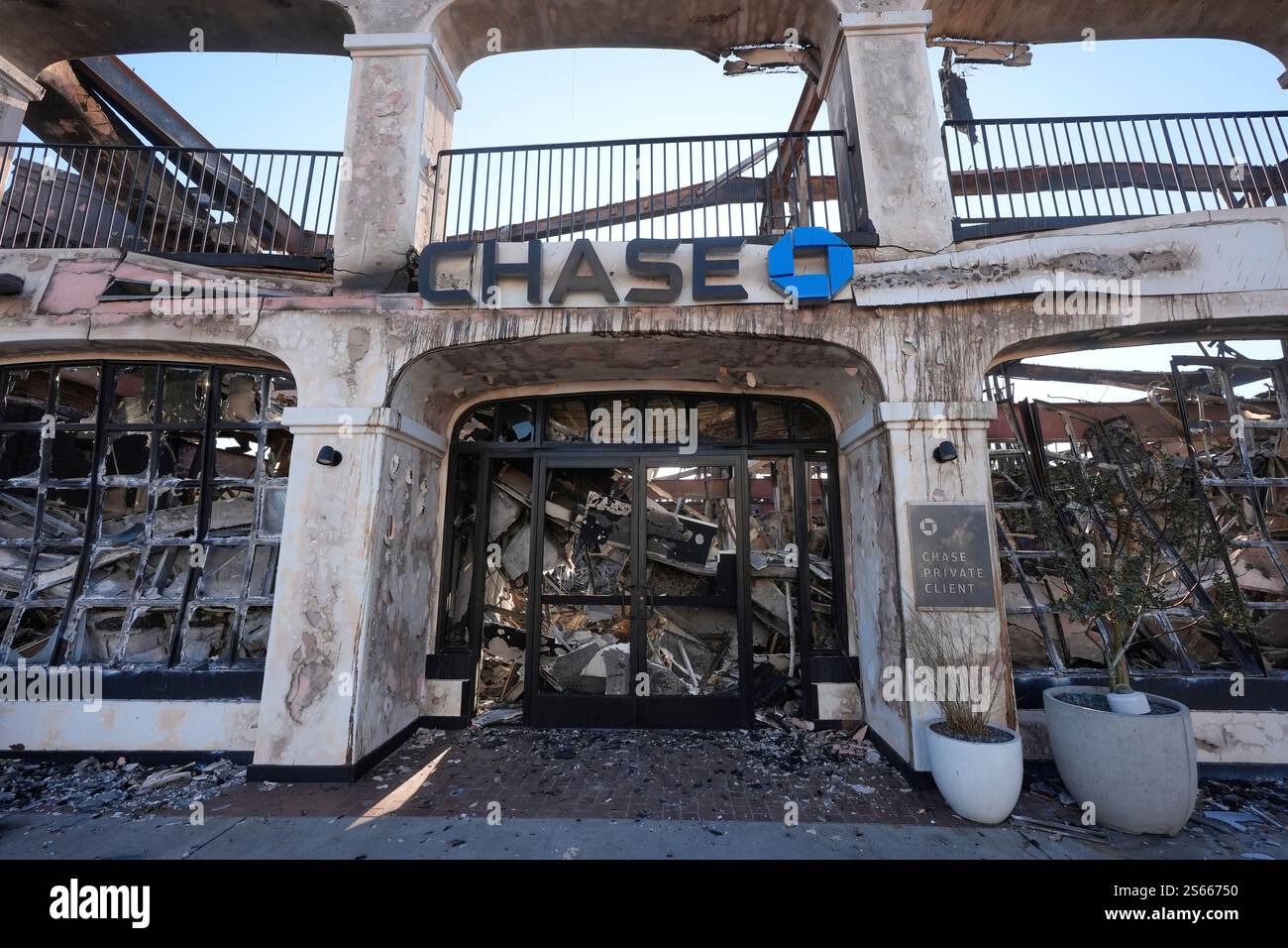 FILE - A Chase Bank branch destroyed by the Palisades Fire is seen in ...