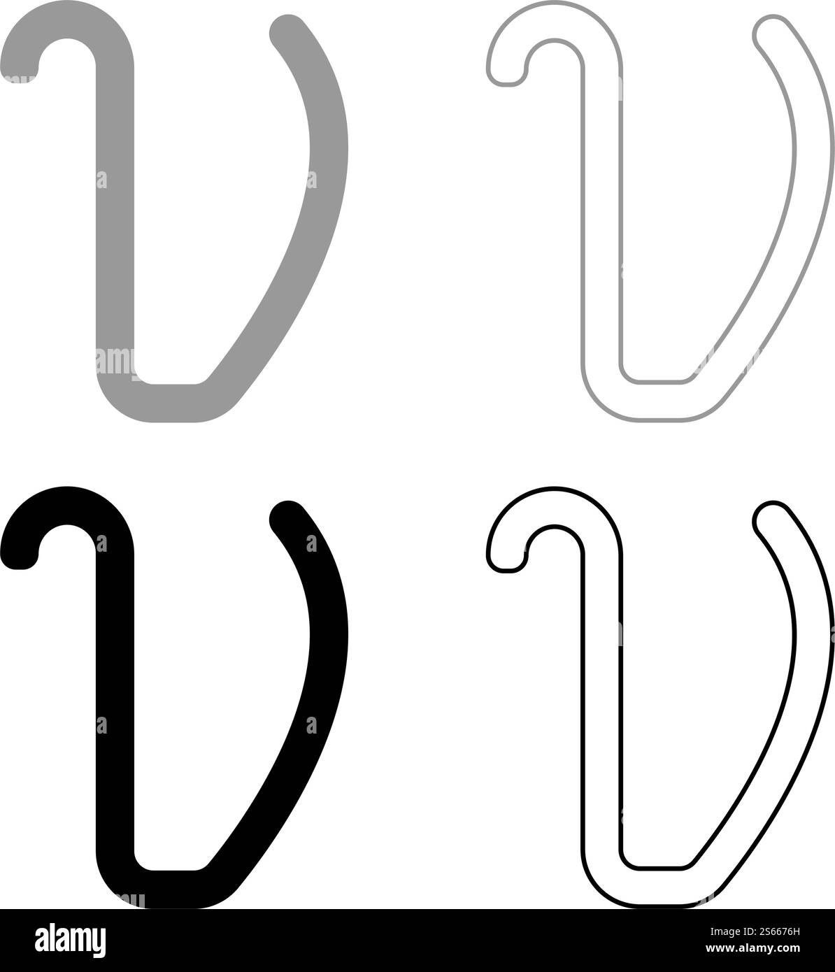 Upsilon greek symbol small letter lowercase font icon outline set black ...