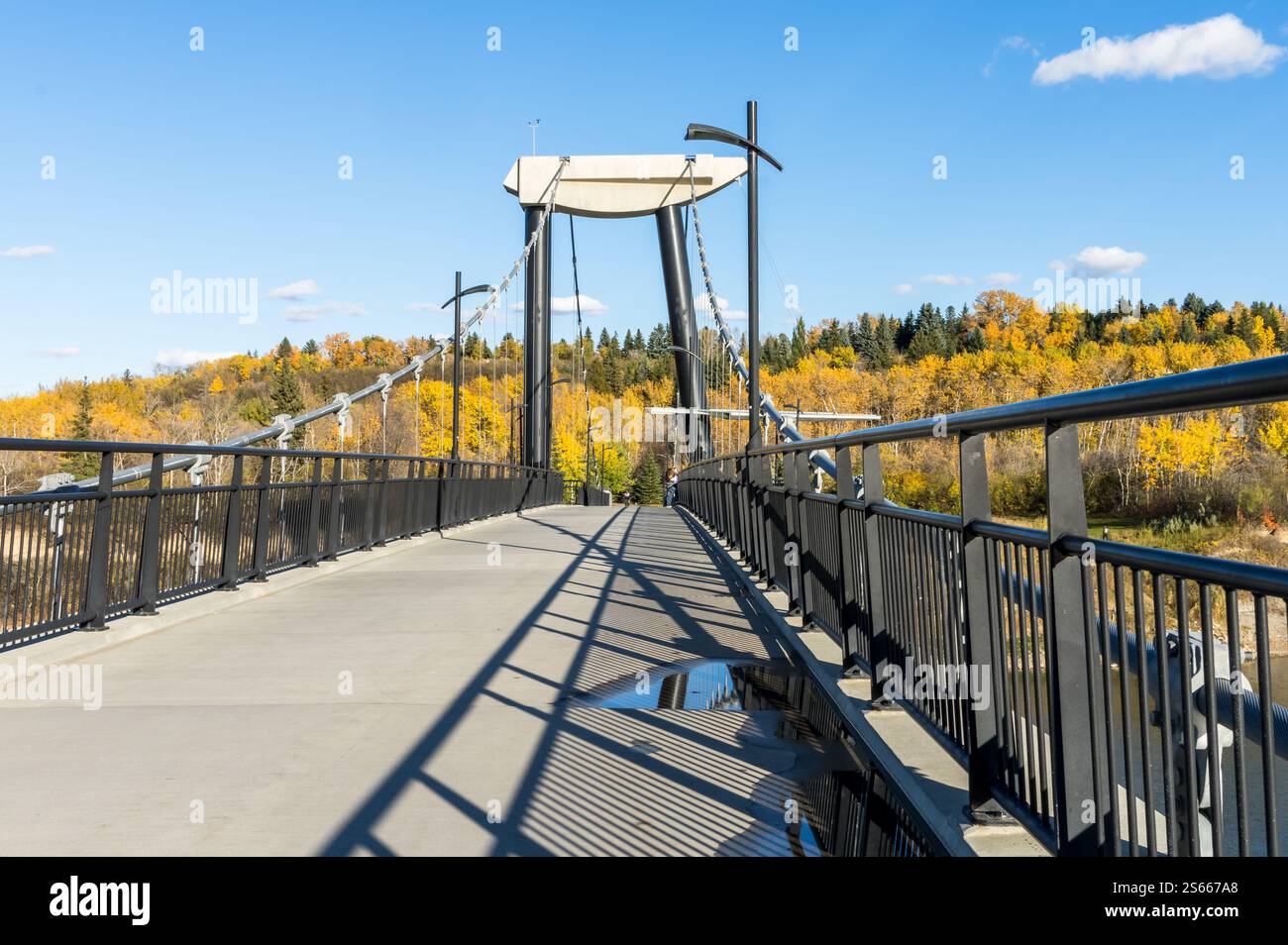 Fort Edmonton footbridge leads to Jan Reimer Park in fall season Stock ...