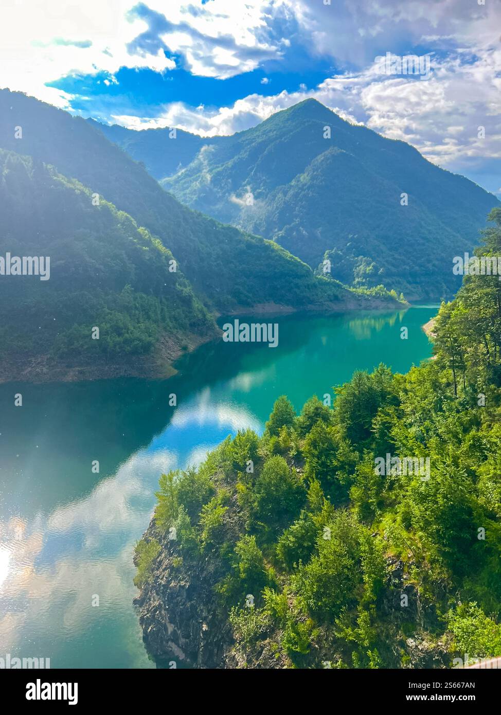Valvestino lake from Recchi bridge on summer day, Italy Stock Photo - Alamy