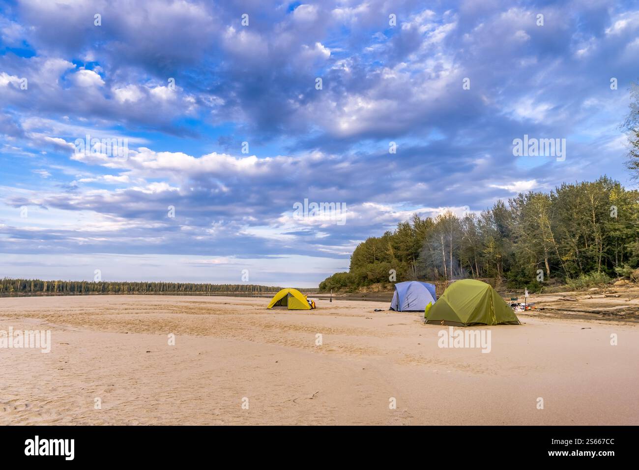 Camping at sand bar of Liard River,Northwest Territories,Canada ...