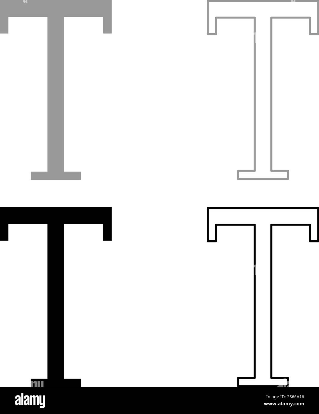 Tau greek symbol capital letter uppercase font icon outline set black ...