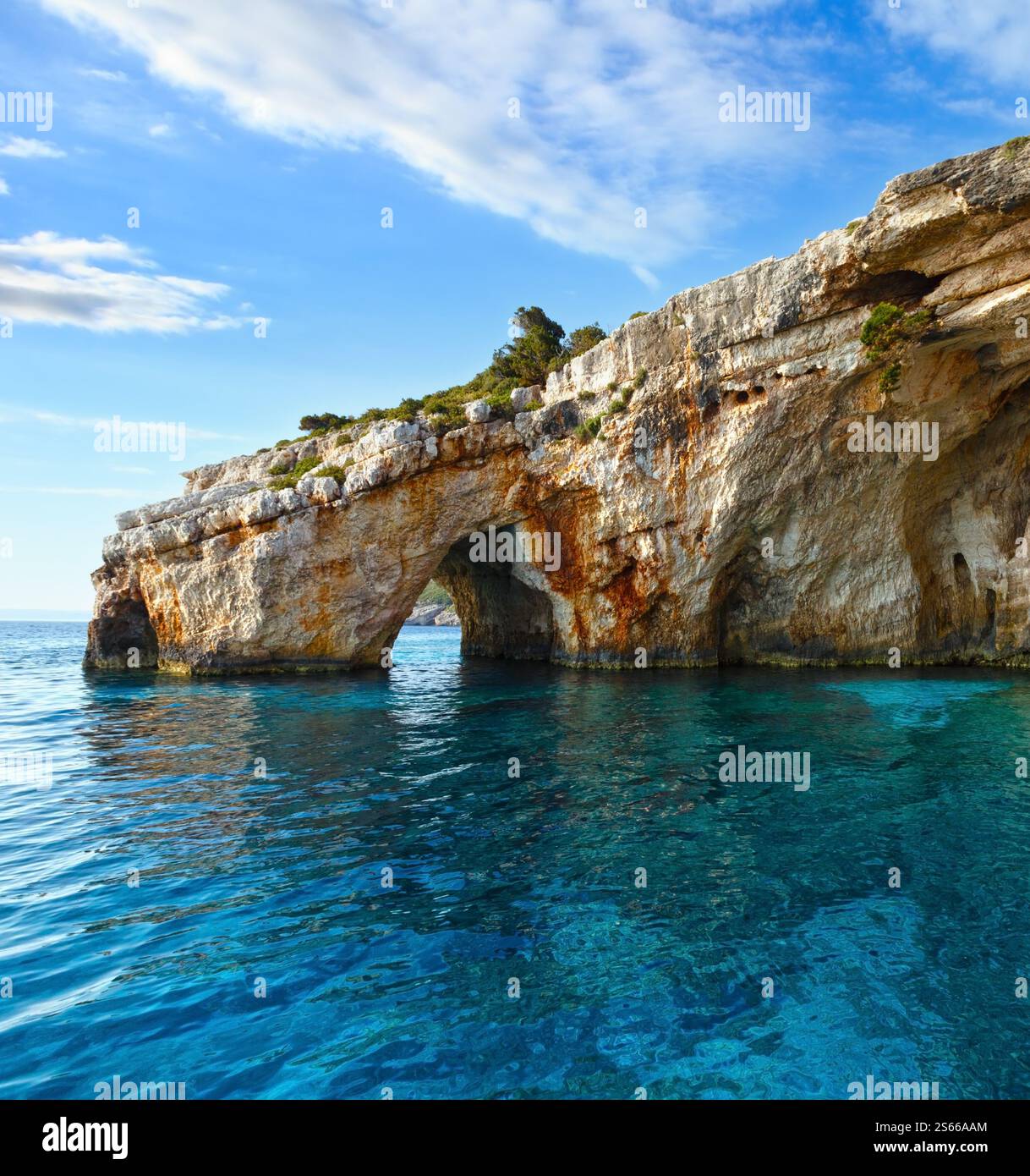 View of Blue Caves from boat (Zakynthos, Greece, Cape Skinari Stock ...