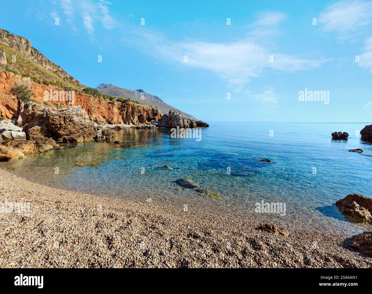 Paradise sea bay with azure water and beach (Zingaro Nature Reserve ...
