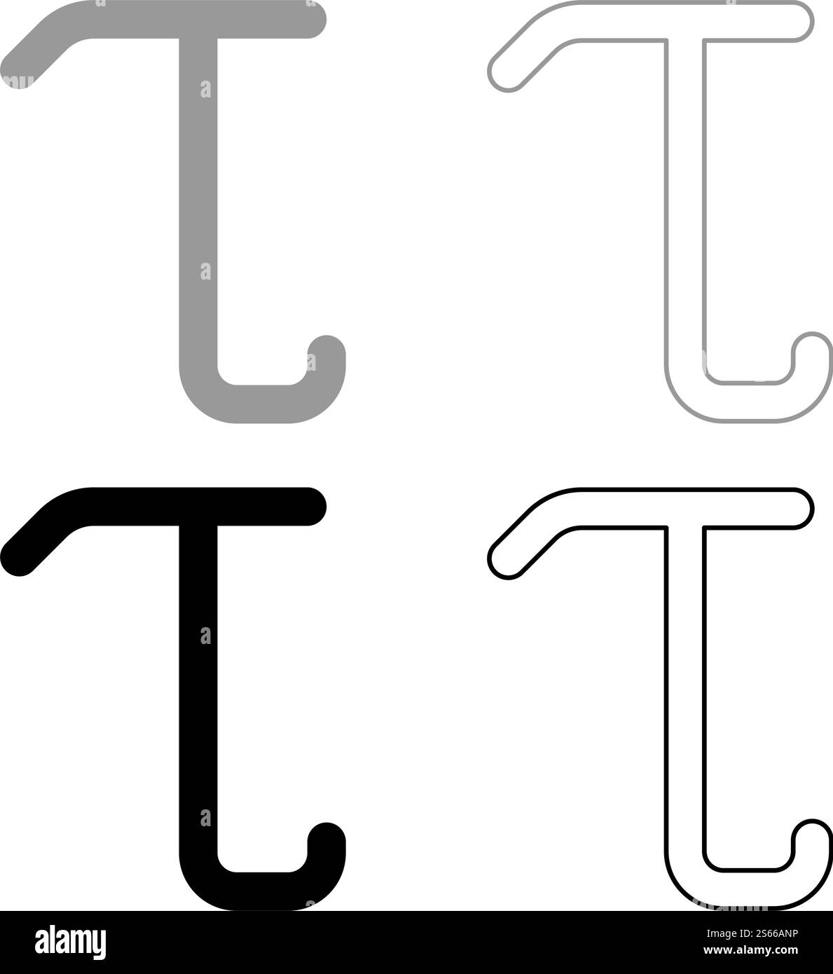 Tau greek symbol small letter lowercase font icon outline set black ...