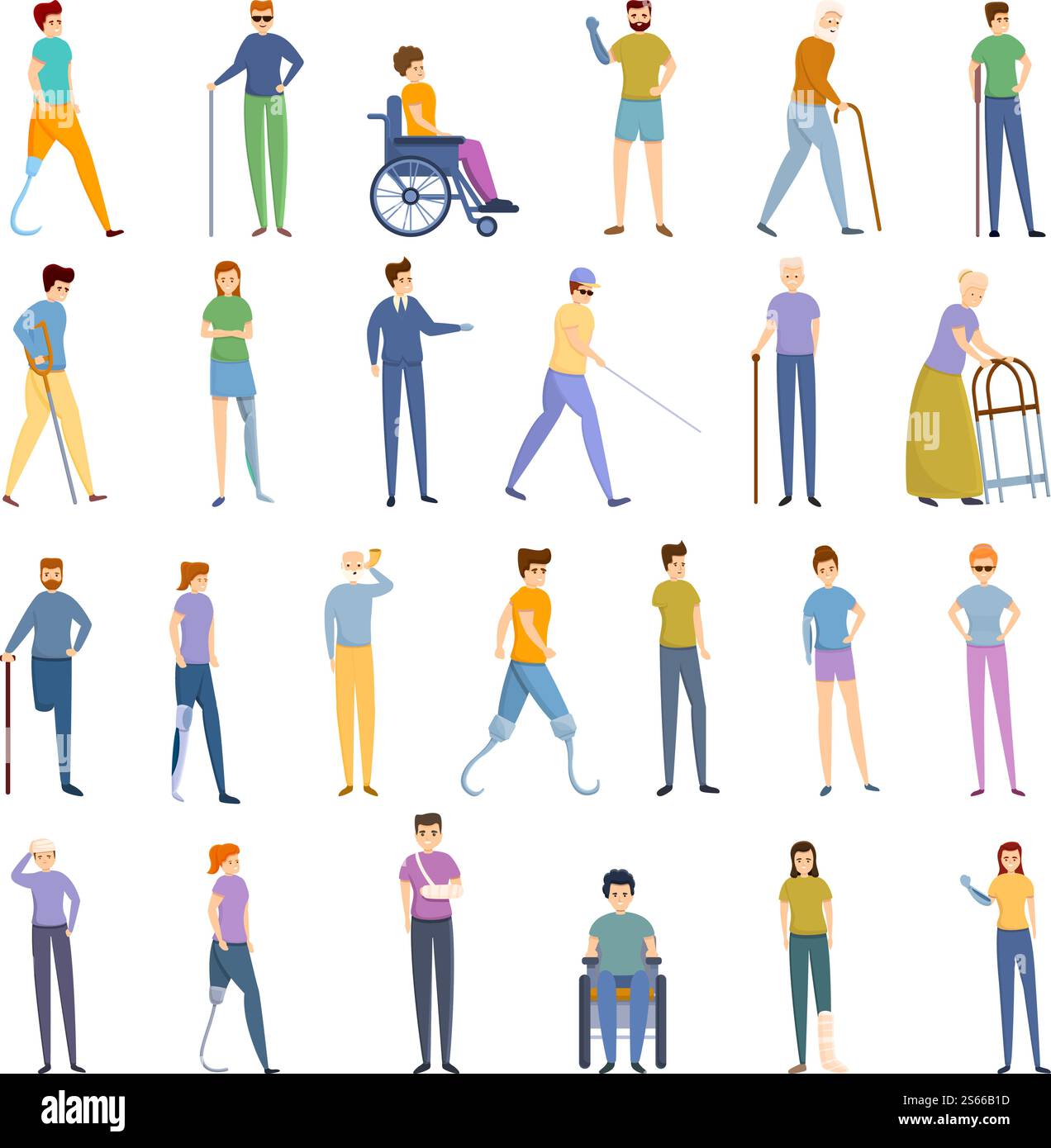 Handicapped icons set. Cartoon set of handicapped vector icons for web ...