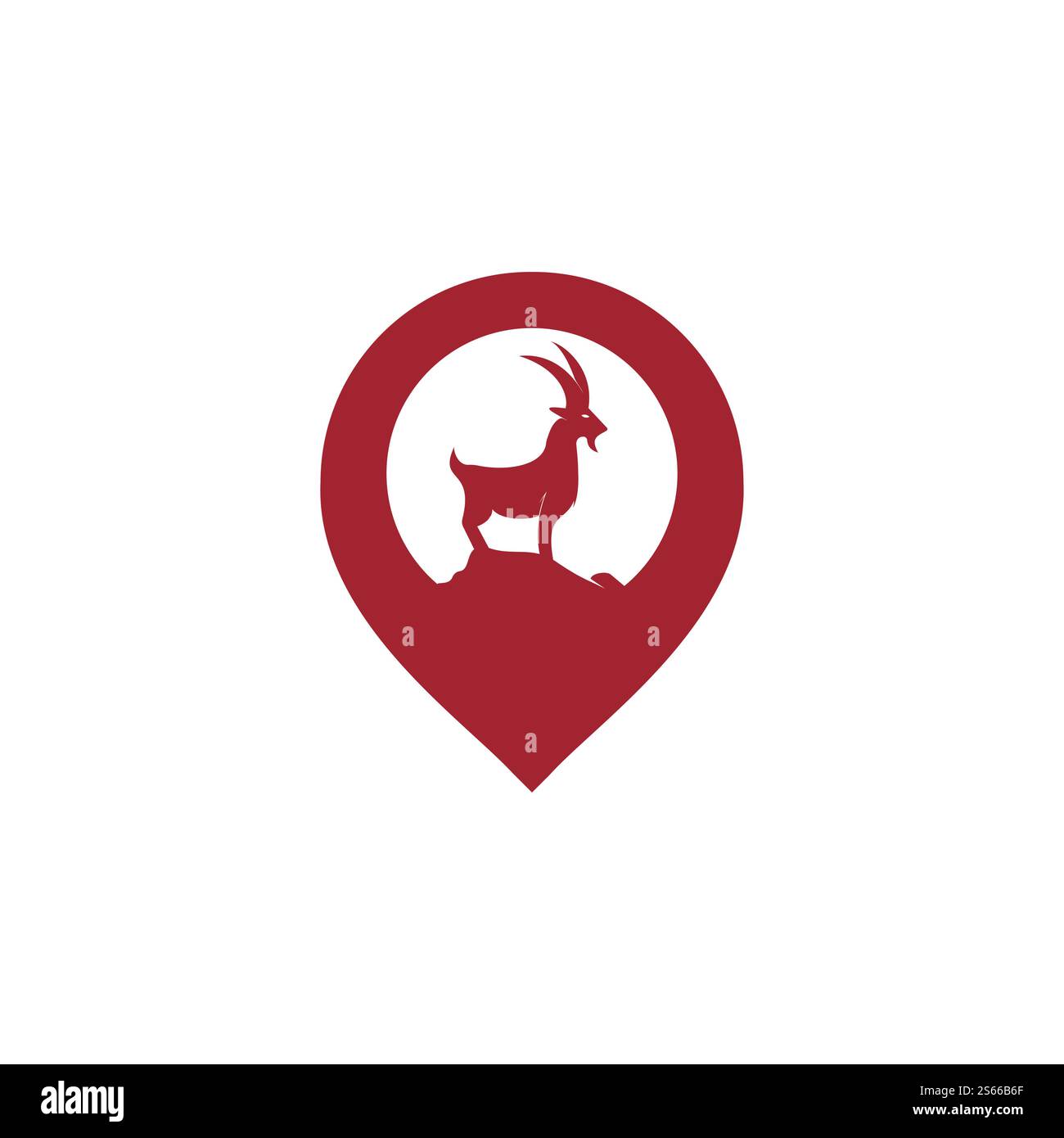 Goat location Logo Template vector design. A beard goat in a map ...