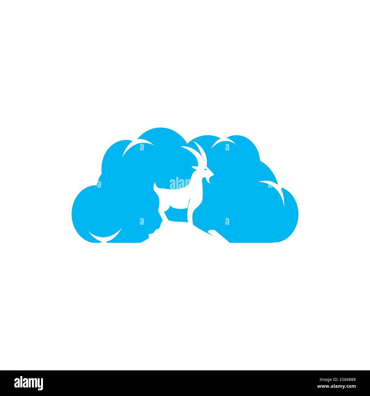 Goat Logo Template vector design. A beard goat in cloud shape logo ...