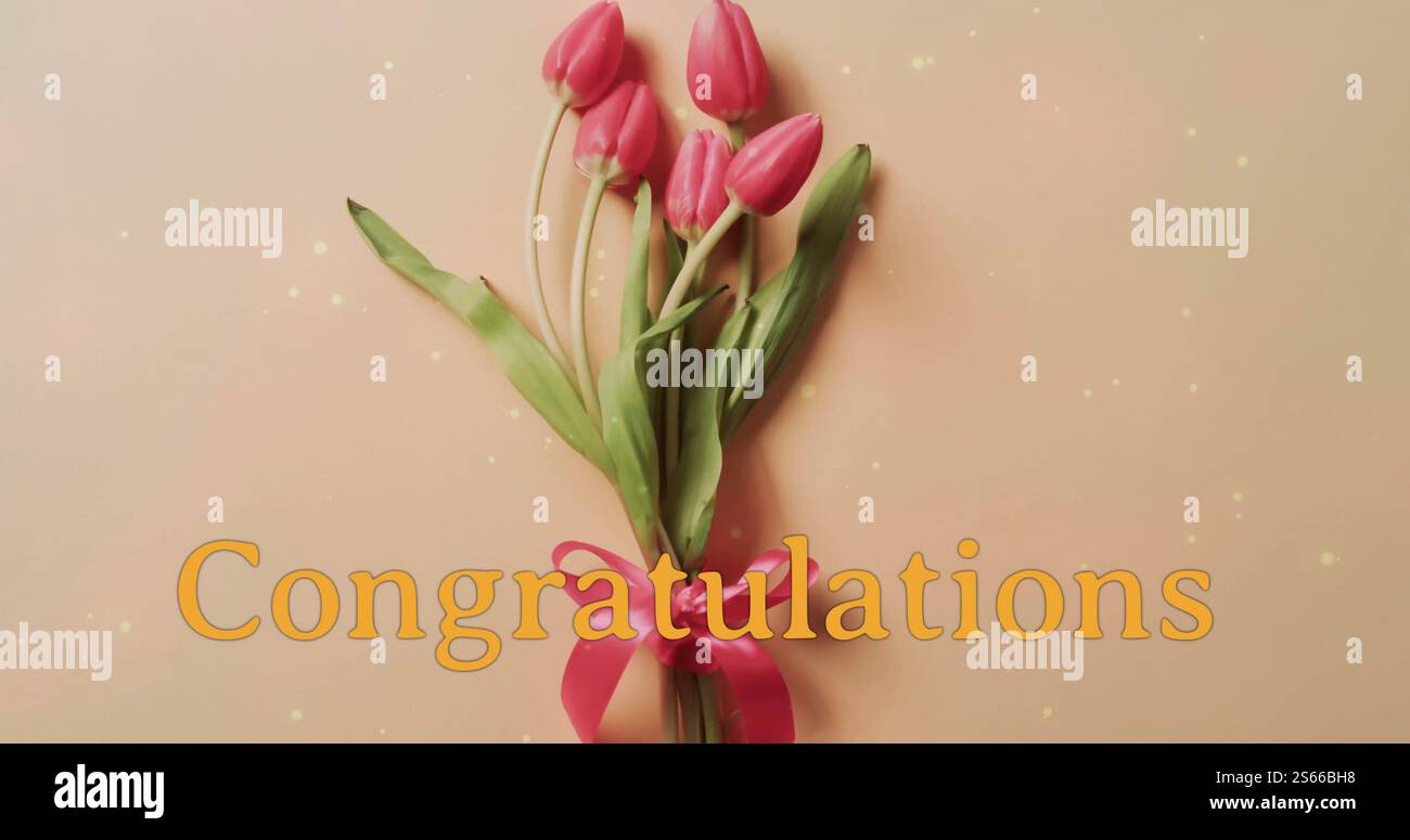 Image of congratulations text and stars over bunch of roses Stock Photo ...