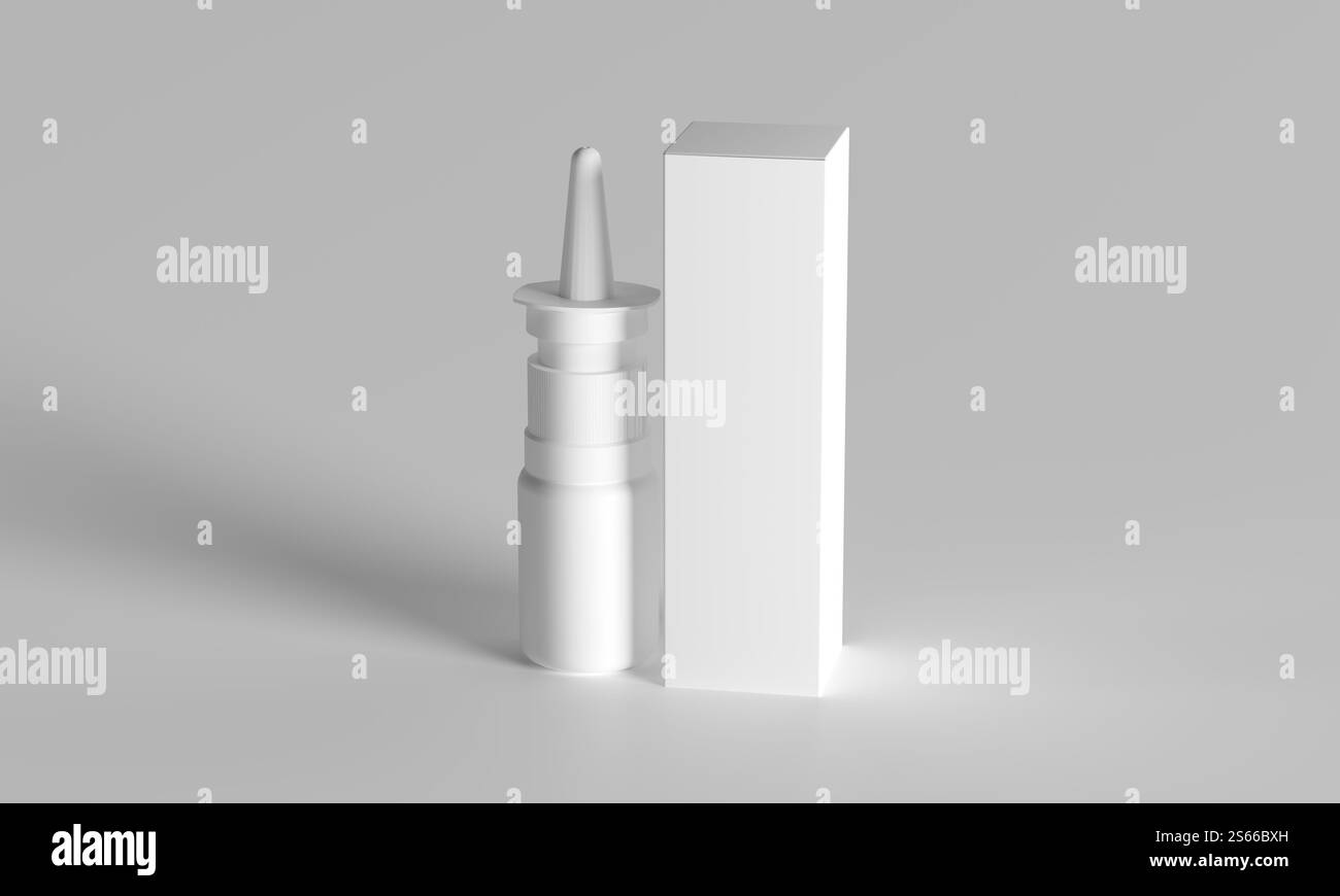 3D render Nasal drops, mockup, glass bottle with paper box Stock Photo ...