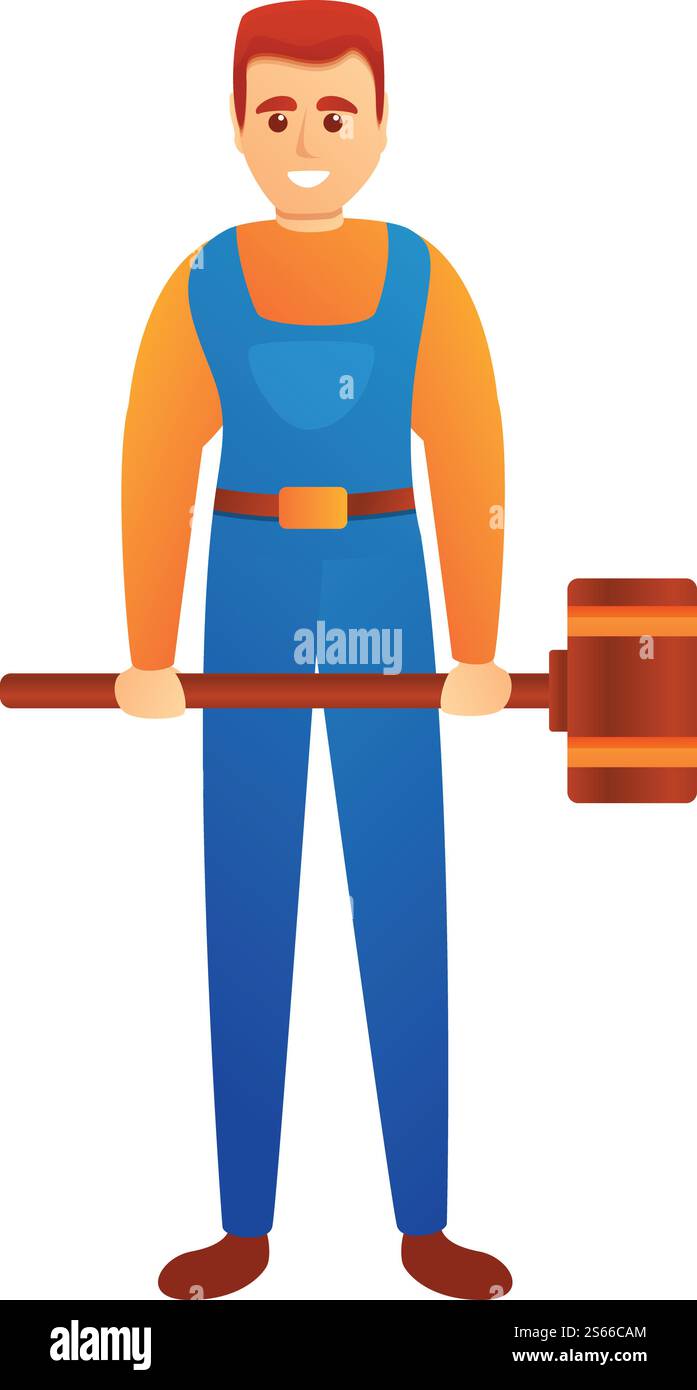 Man with sledge hammer icon. Cartoon of man with sledge hammer vector ...