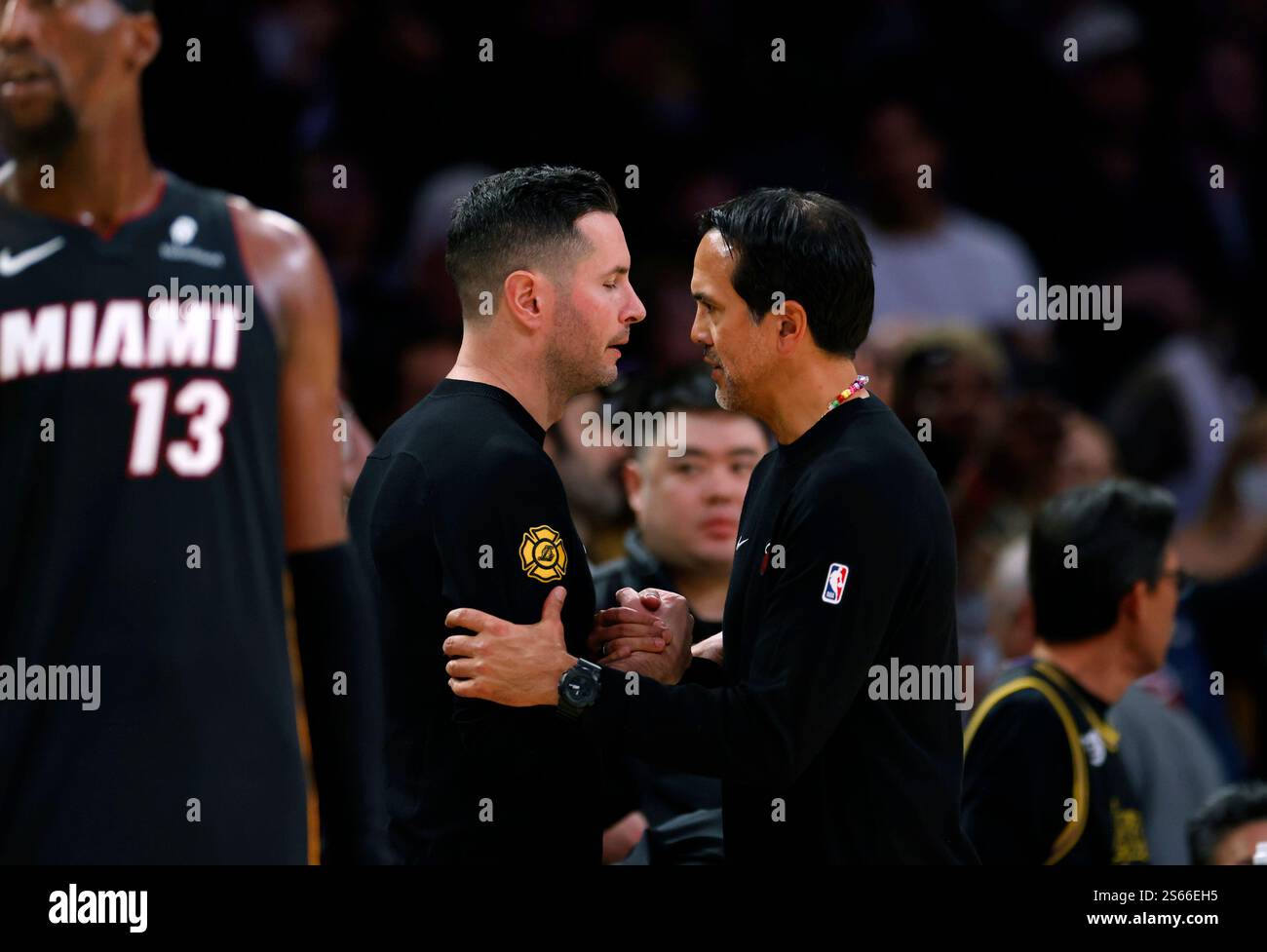 Head coach JJ Redick of the Los Angeles Lakers and Erik Spoelstra of ...