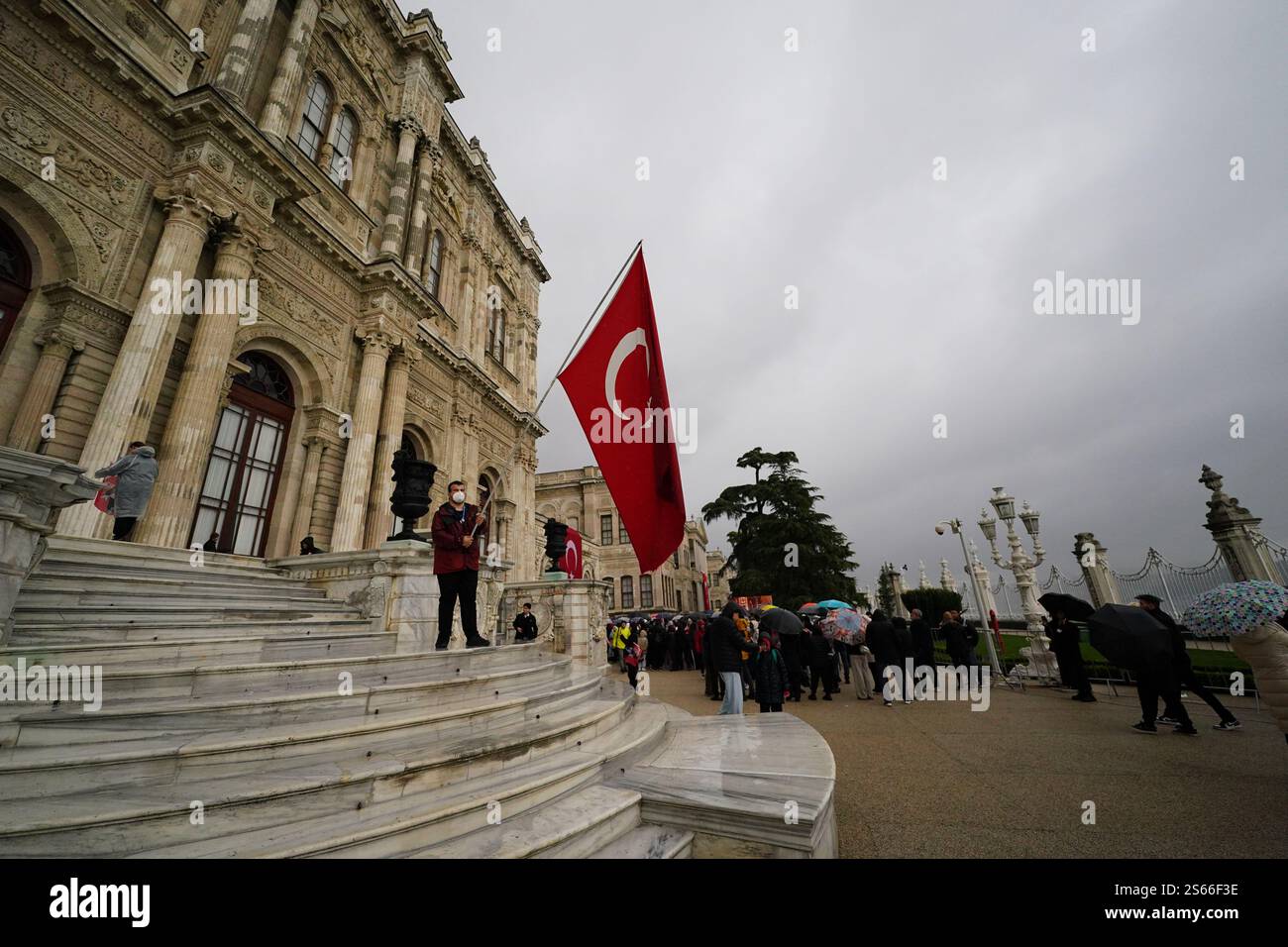 ISTANBUL, TURKIYE - NOVEMBER 10, 2024: People visit Dolmabahce Palace ...