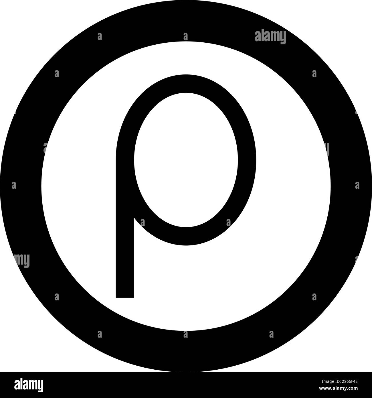 Rho greek symbol small letter lowercase font icon in circle round black ...