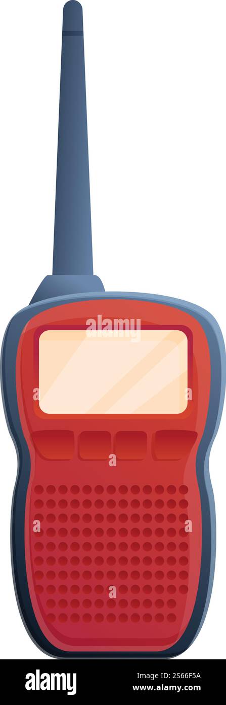 Red walkie talkie icon. Cartoon of red walkie talkie vector icon for ...