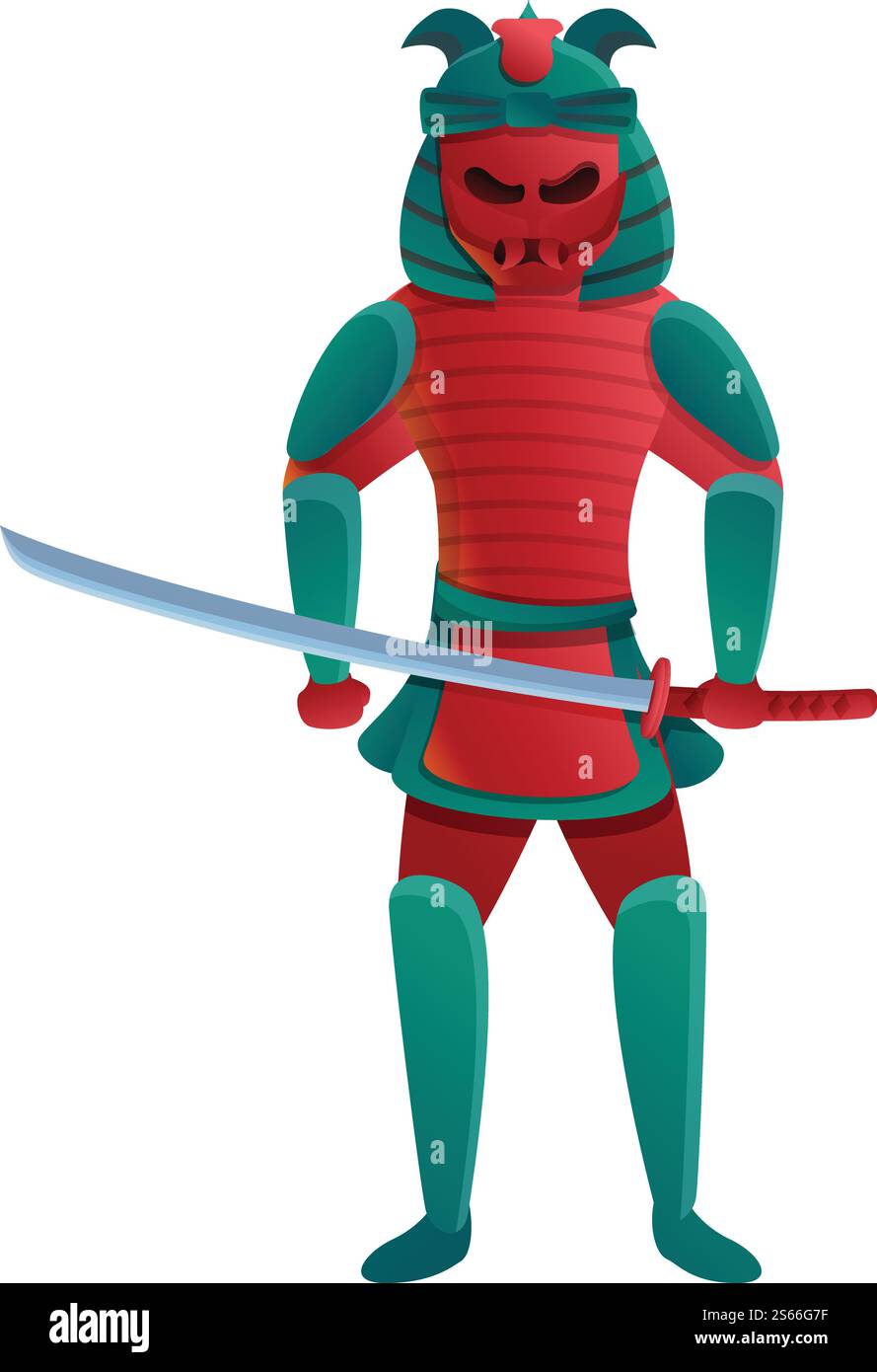 Red king samurai icon. Cartoon of red king samurai vector icon for web ...